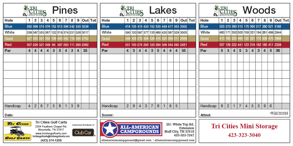Scorecard - Tri Cities Golf Club